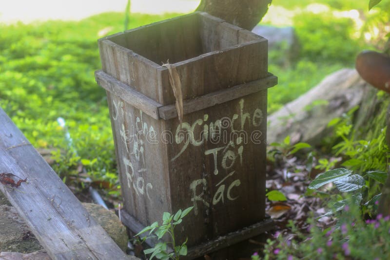 A Trash Can with the Words Please Give Me Trash Stock Photo - Image of ...
