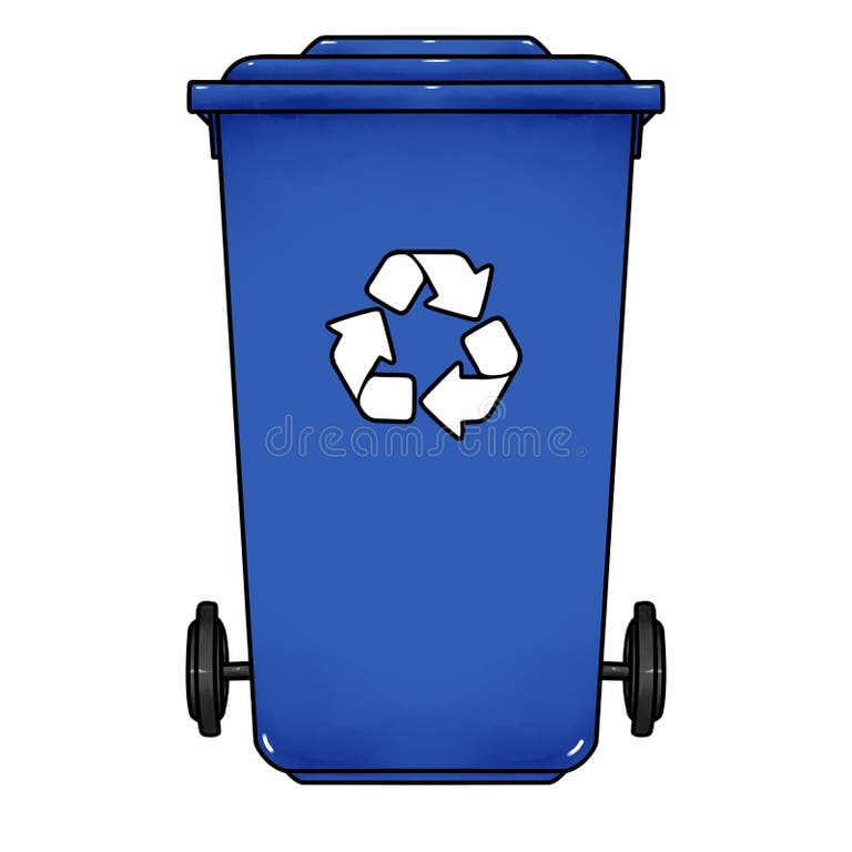 Flat Illustration of a Push Trash Bin Stock Illustration - Illustration ...