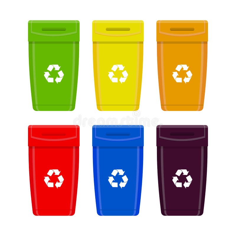 Trash Cans. Containers Garbage for Different Types of Garbage Stock ...