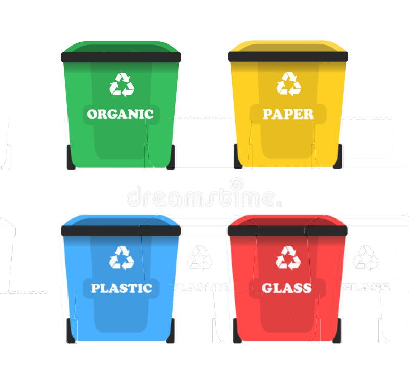 Trash Cans in a Flat Style. Sorting Garbage Stock Illustration ...