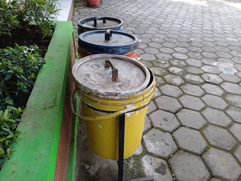3 Trash Cans always Keep the School Environment Clean Stock Photo ...