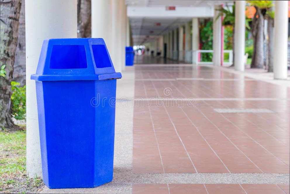 Trash Cans in the Park beside the Walk Way Stock Photo - Image of ...