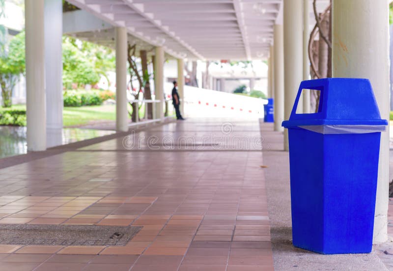 Trash Cans in the Park beside the Walk Way Stock Image - Image of ...
