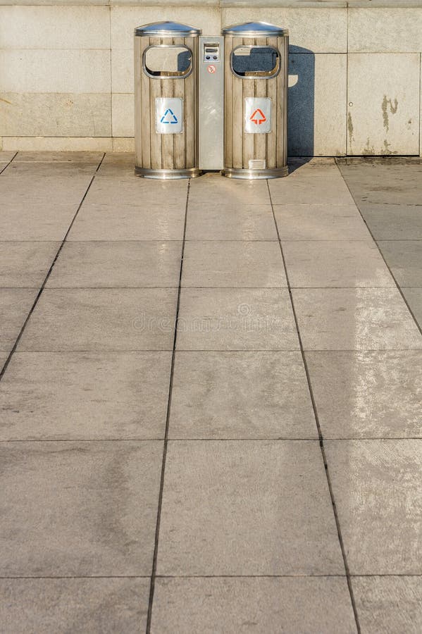Trash cans at public area stock image. Image of glossy - 43170509