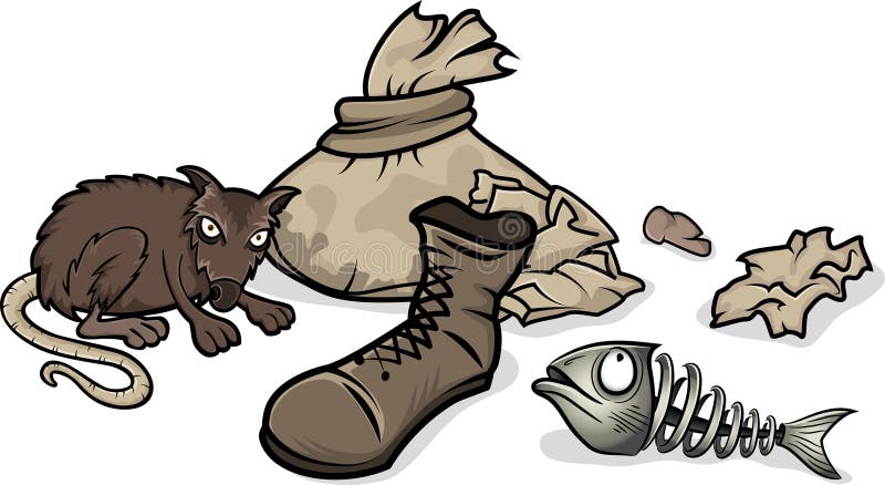 Street Rat Searching for Junk Food in Garbage Stock Illustration ...