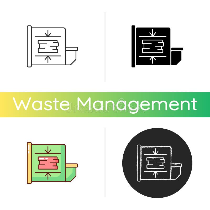 Trash Compactor Icon in Different Style Vector Illustration. Two ...