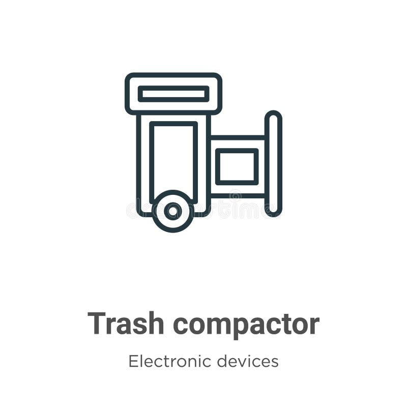 Trash Compactor Vector Icon on White Background. Flat Vector Trash ...