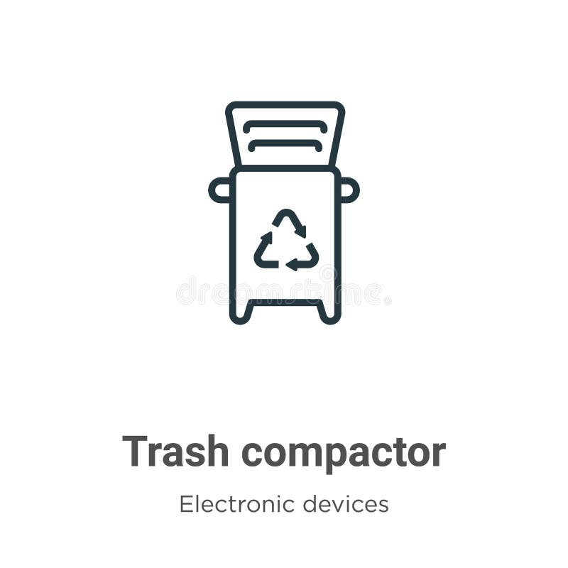 Trash Compactor Outline Vector Icon. Thin Line Black Trash Compactor ...