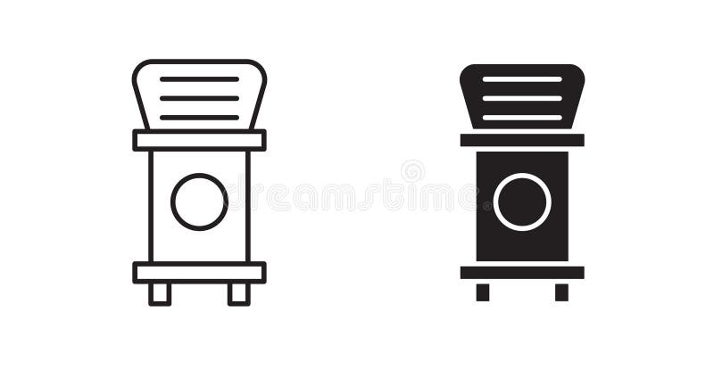 Trash Compactor Thin Line Vector Icon Set Stock Vector - Illustration ...