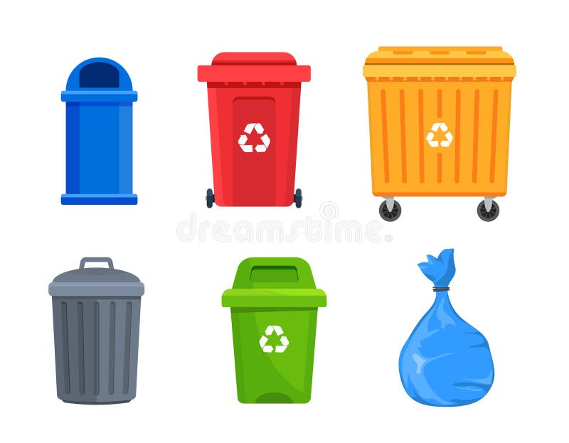 Trash Container Bin Icon. Garbage Can Metal Recycle Basket Box for ...