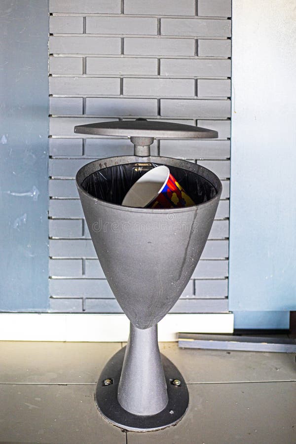 Trash Container with Garbage in the Interior Stock Image - Image of ...