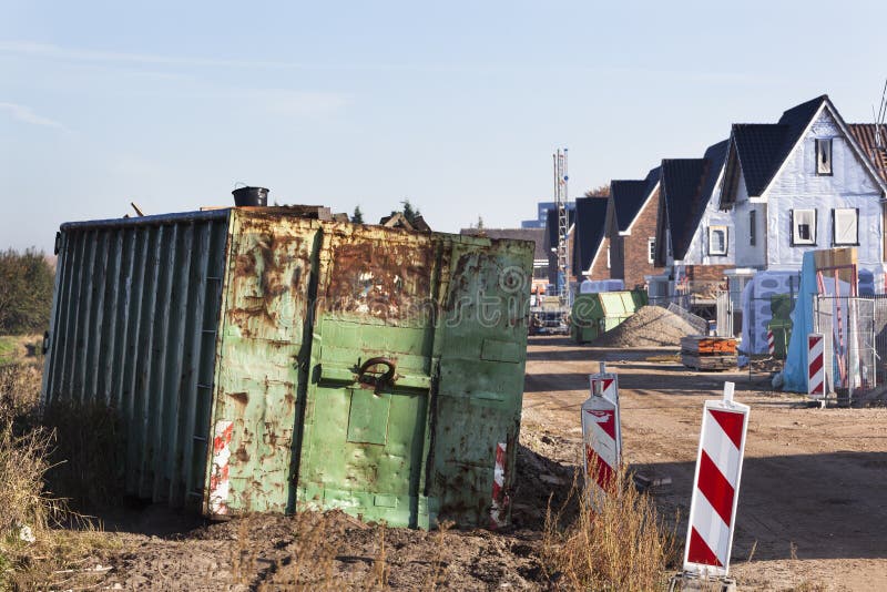 Trash Container on a Residential Construction Site Stock Image - Image ...