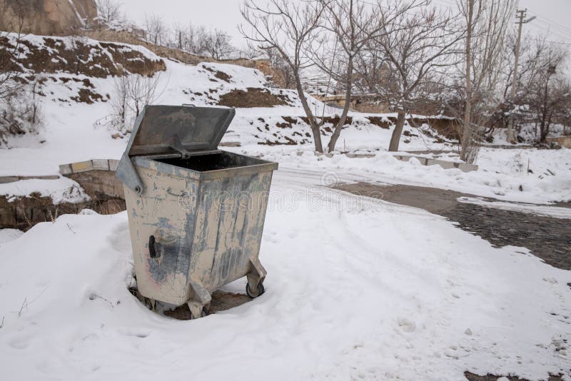 Trash Container in Winter Cappadocia Stock Image - Image of multilevel ...