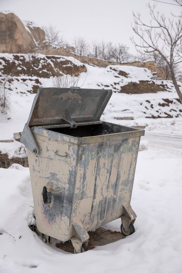 Trash Container in Winter Cappadocia Stock Image - Image of city ...