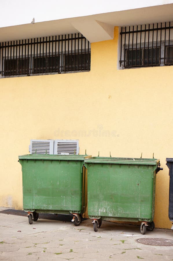 Trash containers stock image. Image of trash, green, garbage - 41742455