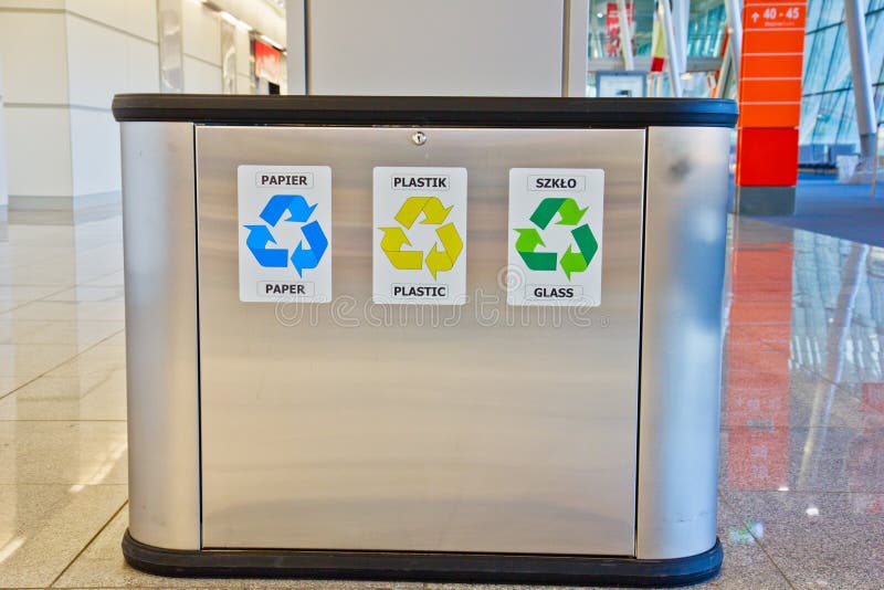 Trash Containers For Garbage Separation Stock Photo - Image of plastic ...