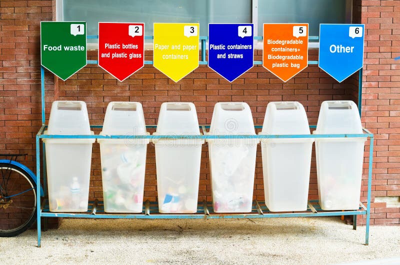6 Trash Containers for Garbage Separation Stock Image - Image of ...