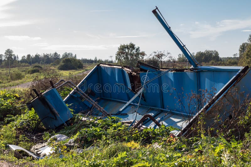 Trash on the Curb. Environmental Pollution Stock Image - Image of rusty ...