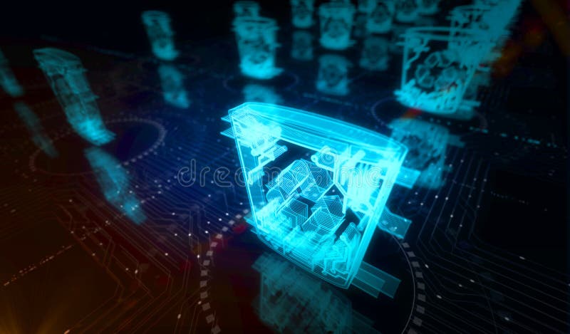 Trash and Delete Bin Symbol Digital Concept 3d Illustration Stock ...