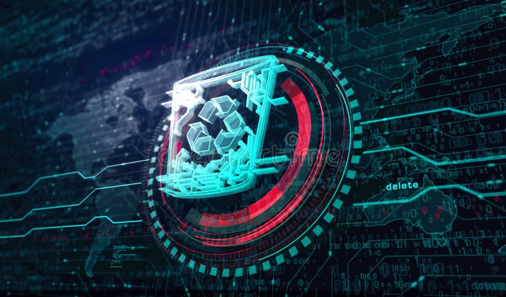 Trash and Delete Bin Symbol Digital Concept 3d Illustration Stock ...