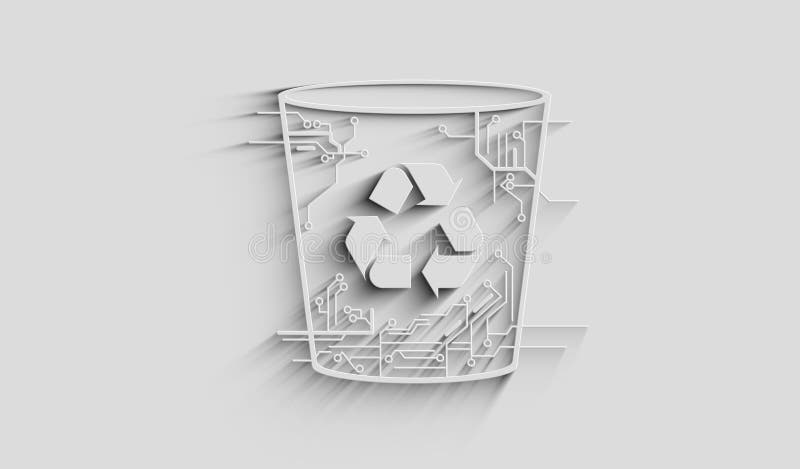 Trash and Delete Bin Symbol Digital Concept 3d Illustration Stock ...