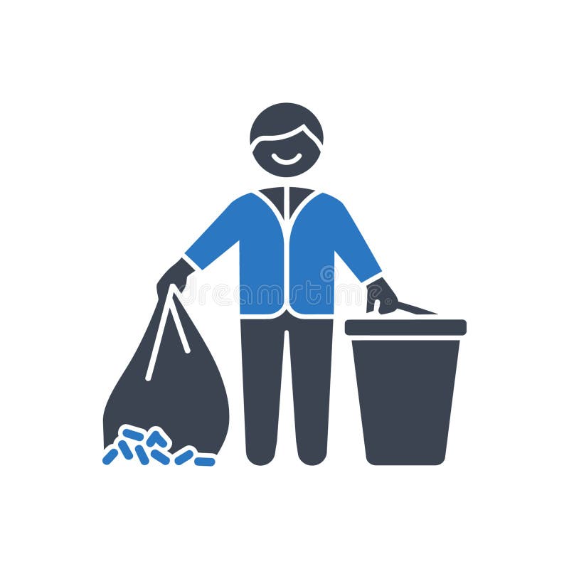 Trash Disposal Worker Icon stock illustration. Illustration of sign ...