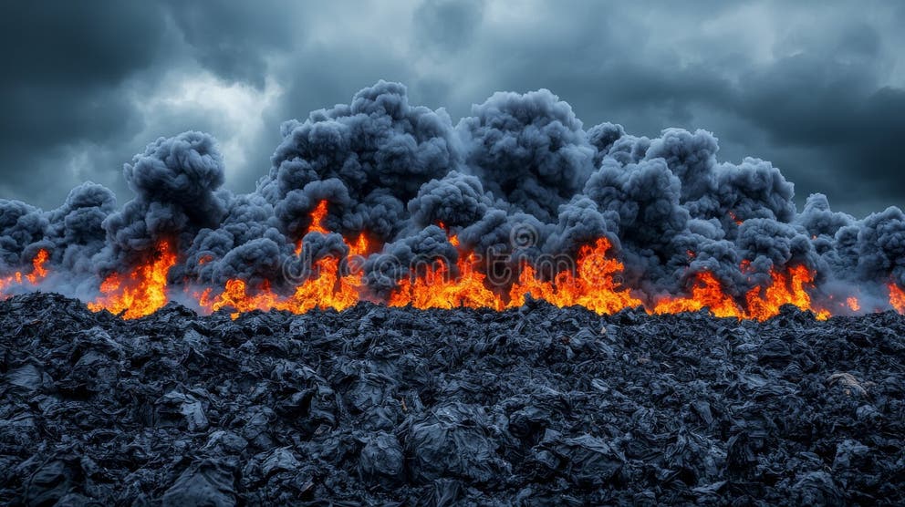 Trash Dump on Fire, Environmental Crisis, Global Warming Stock Photo ...