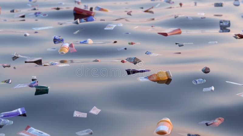 Trash Floating on the Water Stock Illustration - Illustration of ...