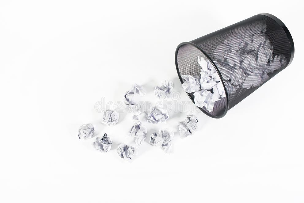 Trash full of paper stock photo. Image of crumbled, metal - 571594