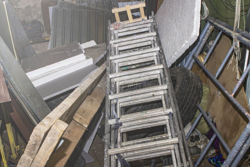 Trash in the Garage, Piled Up Different Old Things Stock Photo - Image ...