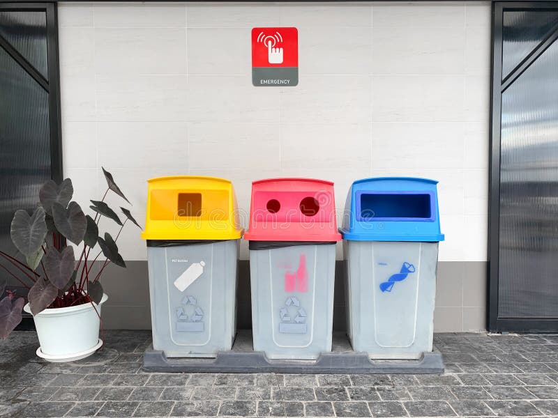 Trash in Garbage Cans with Sorted Garbage. Recycling Garbage Separation ...