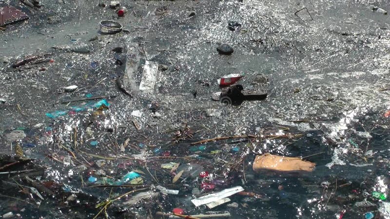 Trash and Garbage Floating on the Surface of the Water. Water Pollution ...