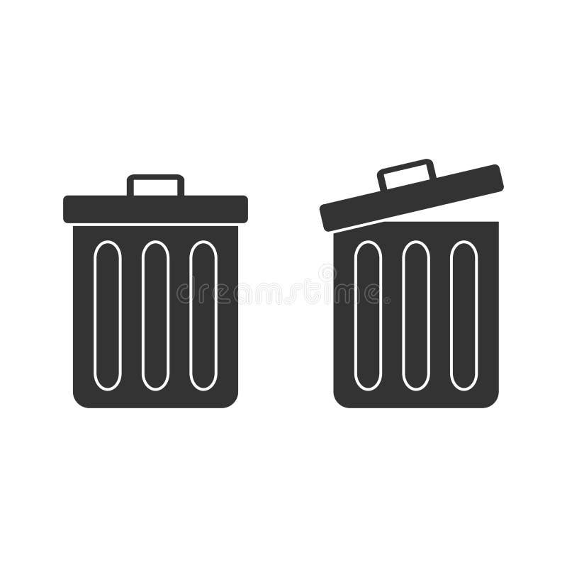 Trash with Garbage Icon Vector Flat Design Stock Illustration ...