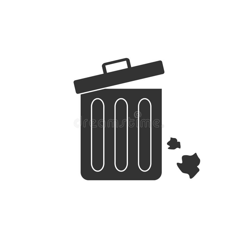 Trash with Garbage Icon Vector Flat Design Stock Illustration ...