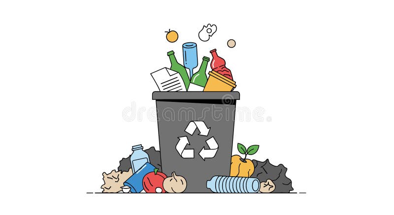 Trash and Garbage Illustration Vector with Paper Glass Plastic and ...