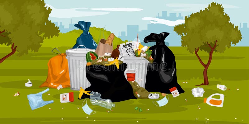 Garbage in the Park, Near the Tree, Vector Stock Vector - Illustration ... Garbage in the Park, Near the Tree, Vector Stock Vector - Illustration ...