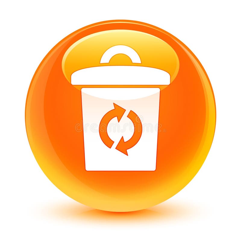 Trash Icon Glassy Orange Round Button Stock Illustration - Illustration ...