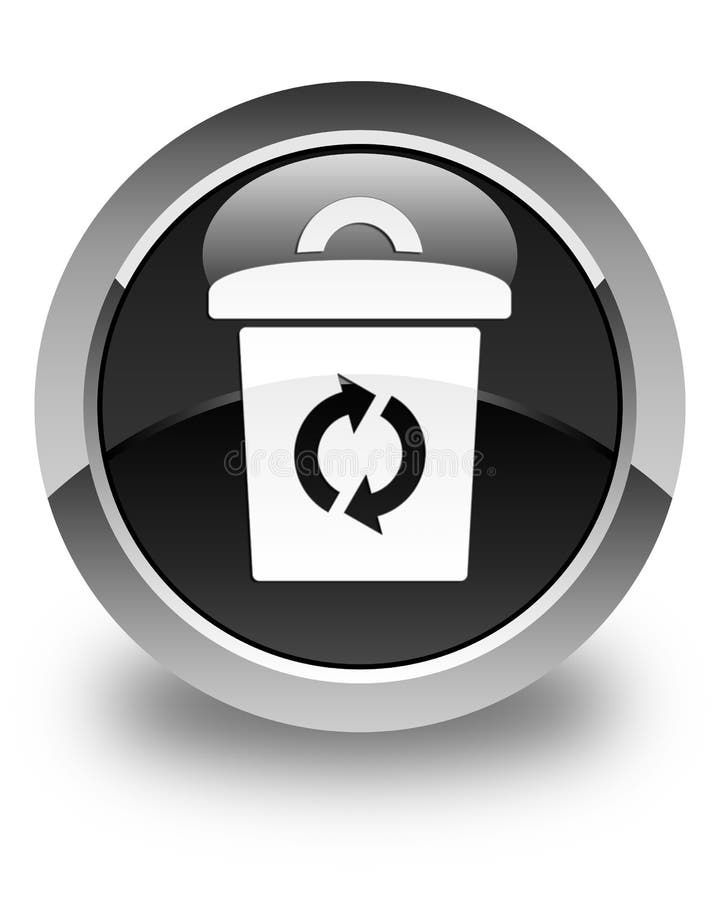 Trash Icon Glossy Black Round Button Stock Illustration - Illustration ...