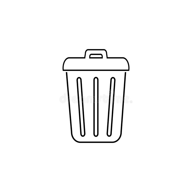 Trash Line Icon Set in Trendy Flat Design. Vector Stock Vector ...