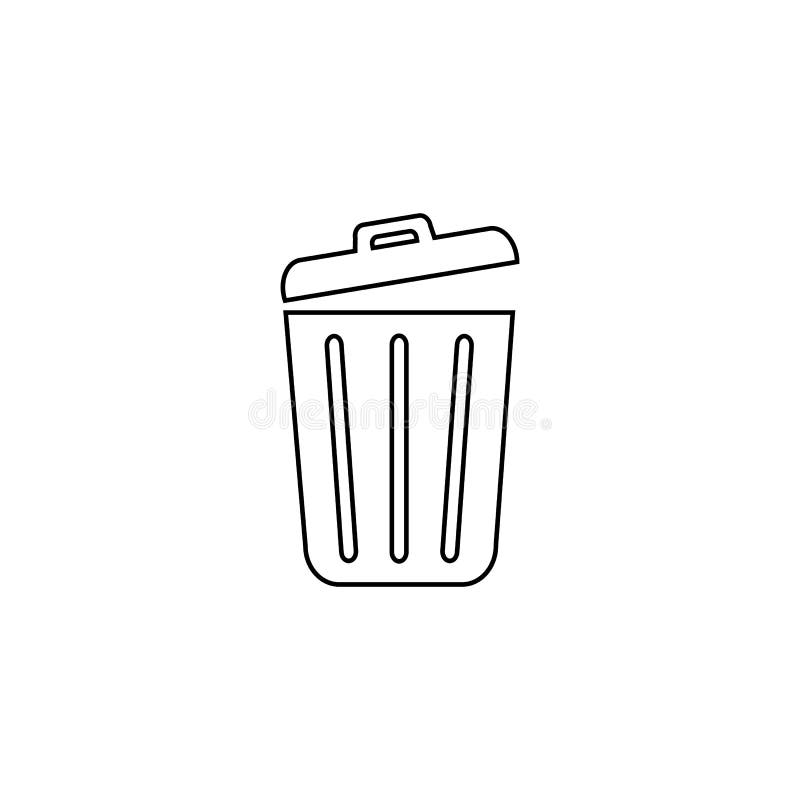 Trash Line Icon Set in Trendy Flat Design. Vector Stock Vector ...