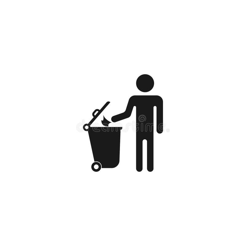 Trash and man icon vector stock vector. Illustration of person - 196873237