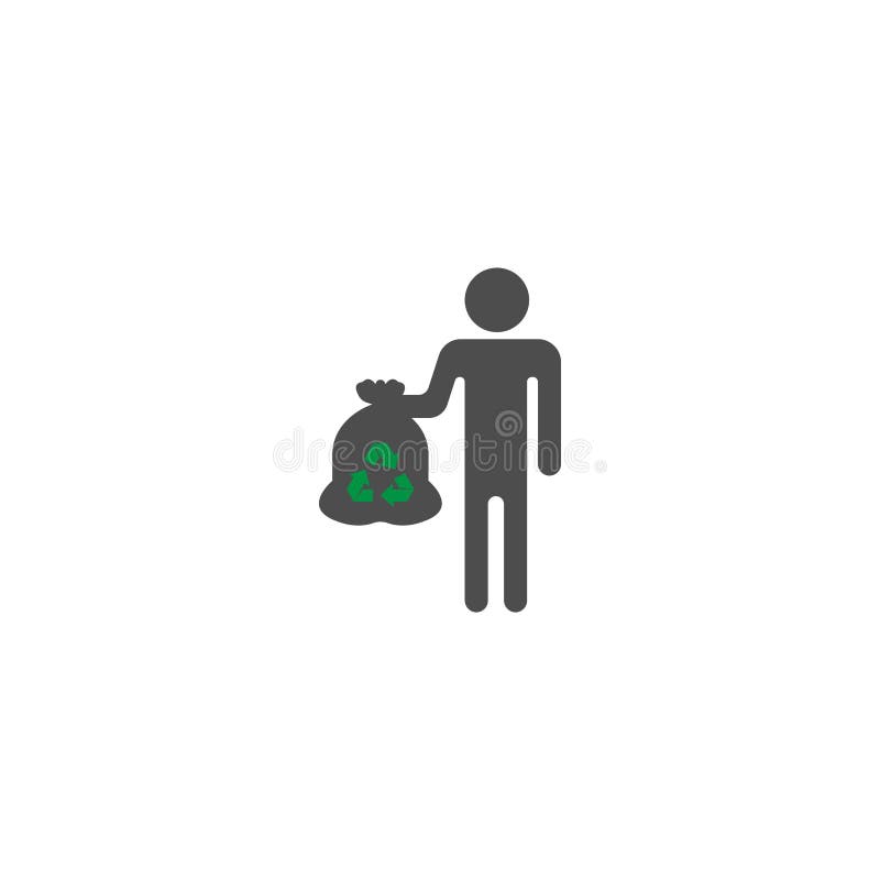 Trash and man icon vector stock vector. Illustration of clean - 196873250