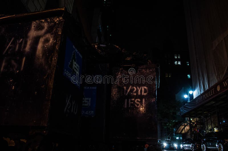 Trash in Manhattan at Night Editorial Stock Photo - Image of disposal ...