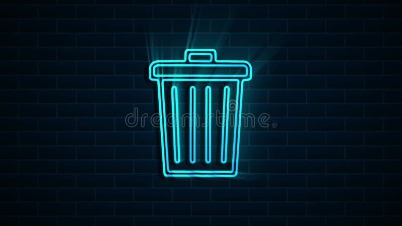 Trash on Neon Sign. Night Bright Advertisement. Motion Graphics. Stock ...