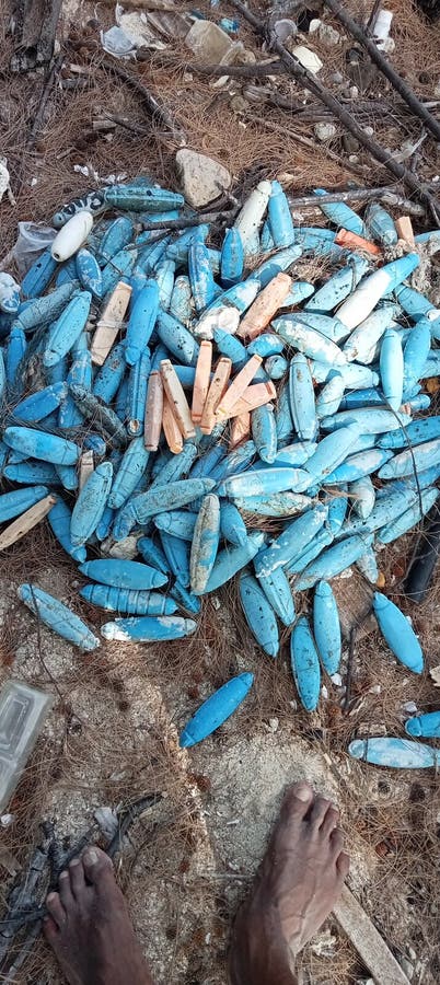 Trash Net Buoys on the Beach Stock Photo - Image of beach, trash: 298263444