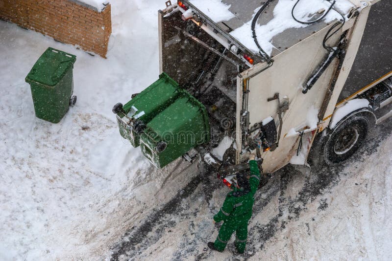 Winter Garbage Collection stock photo. Image of stinky - 1989186