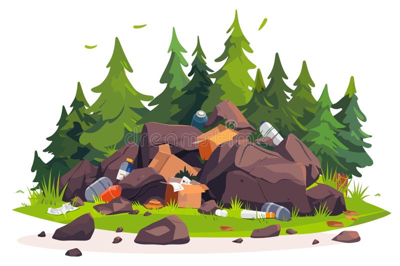 Trash Pile in Forest Isolated Vector Style Stock Illustration ...