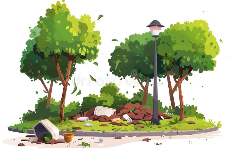 Trash Pile in Park Isolated Vector Style Stock Vector - Illustration of ...