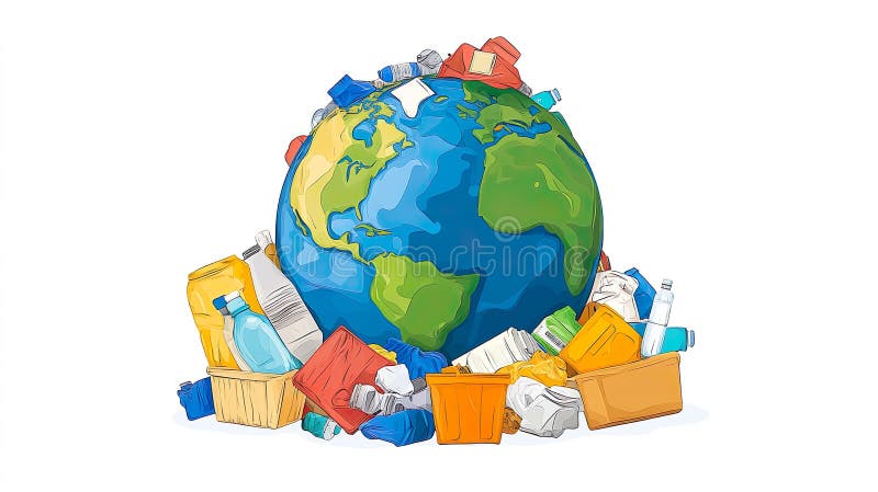 Trash Planet Concept Waste Management Pollution Environmental Save ...