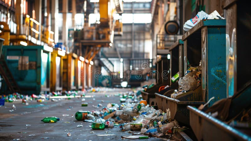 Trash and Recycling Bins in an Industrial Setting Stock Illustration ...